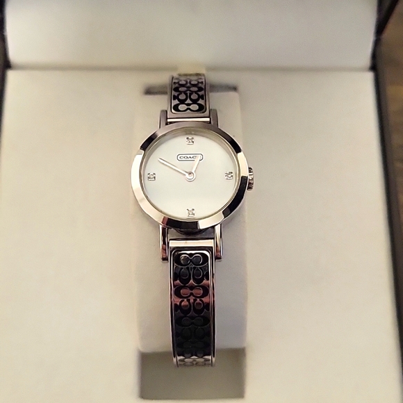 Coach | Accessories | Womens Coach Signature Watch 277 Silverblack Band ...